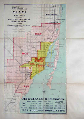 George Glazer Gallery - Antique Maps - Miami Development Map, 1926