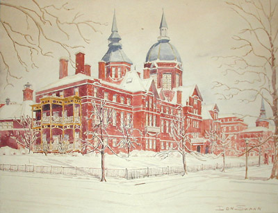 George Glazer Gallery - Antique Prints - Johns Hopkins Hospital Watercolor